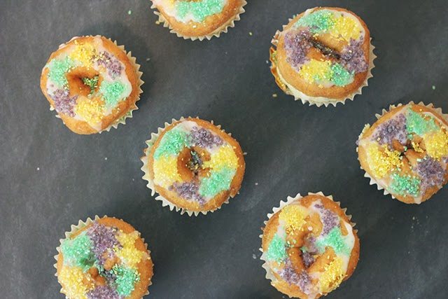 Mardi Gras King Cake Cupcakes II . Good Eats - Shrimp Salad Circus